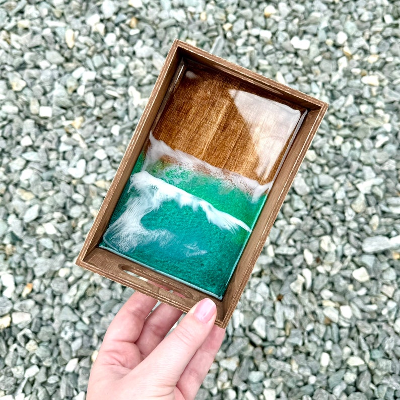 Wood Ocean Wave Mini Serving Tray Trinket Tray Jewelry Tray Jewelry ...