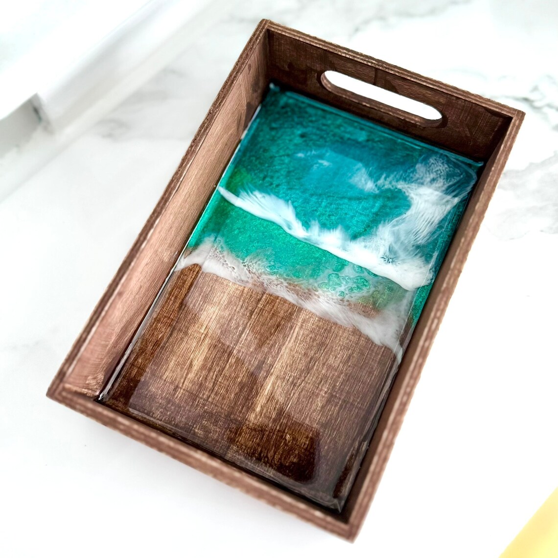 Wood Ocean Wave Mini Serving Tray Trinket Tray Jewelry Tray Jewelry ...