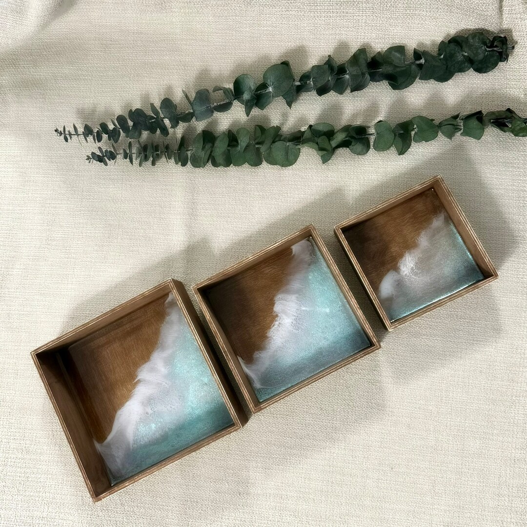 Wood Ocean Wave Mini Serving Tray Trinket Tray Jewelry Tray Jewelry ...