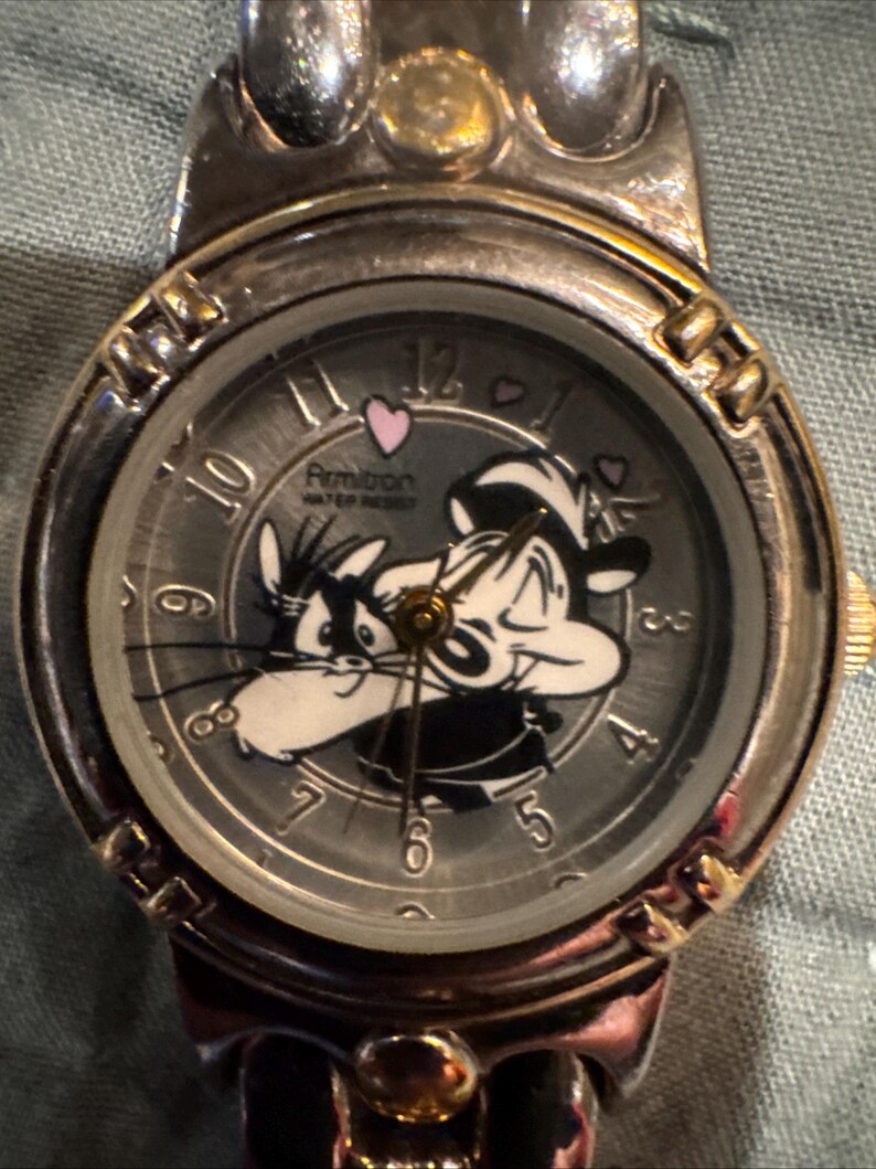 Vintage and Rare Looney Tunes Pepe Le Pew & Penelope Watch Armitron ...