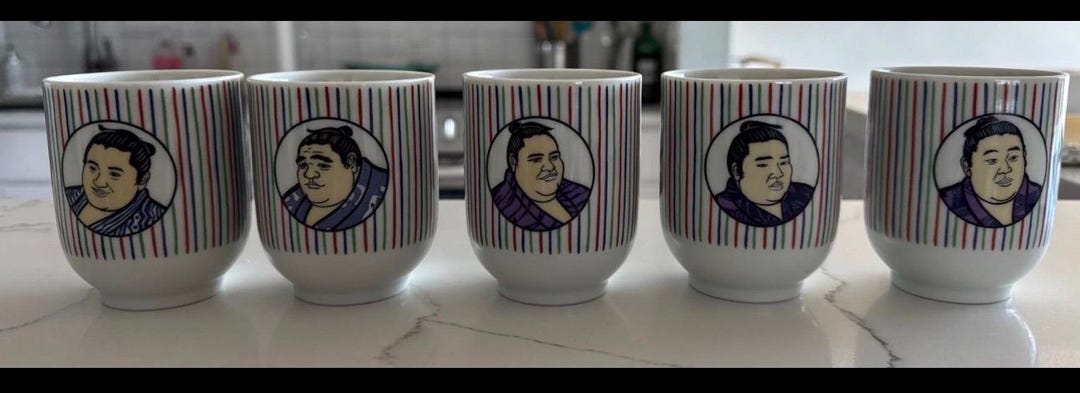 Rare Japanese Sumo Teacup Set, Unused Asian Decor - Etsy