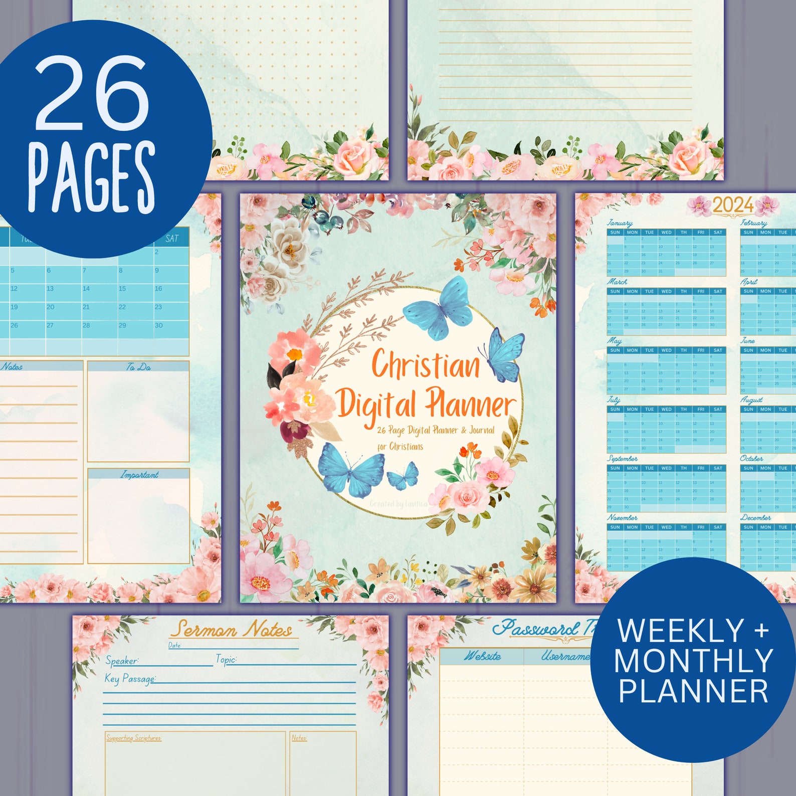 Christian Digital Planner for Women Digital Journal - Etsy