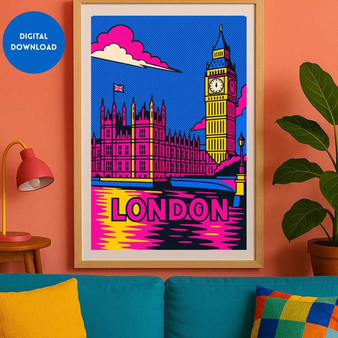 London Pop Art Poster, London Print, Big Ben Print, Comic Style Poster ...