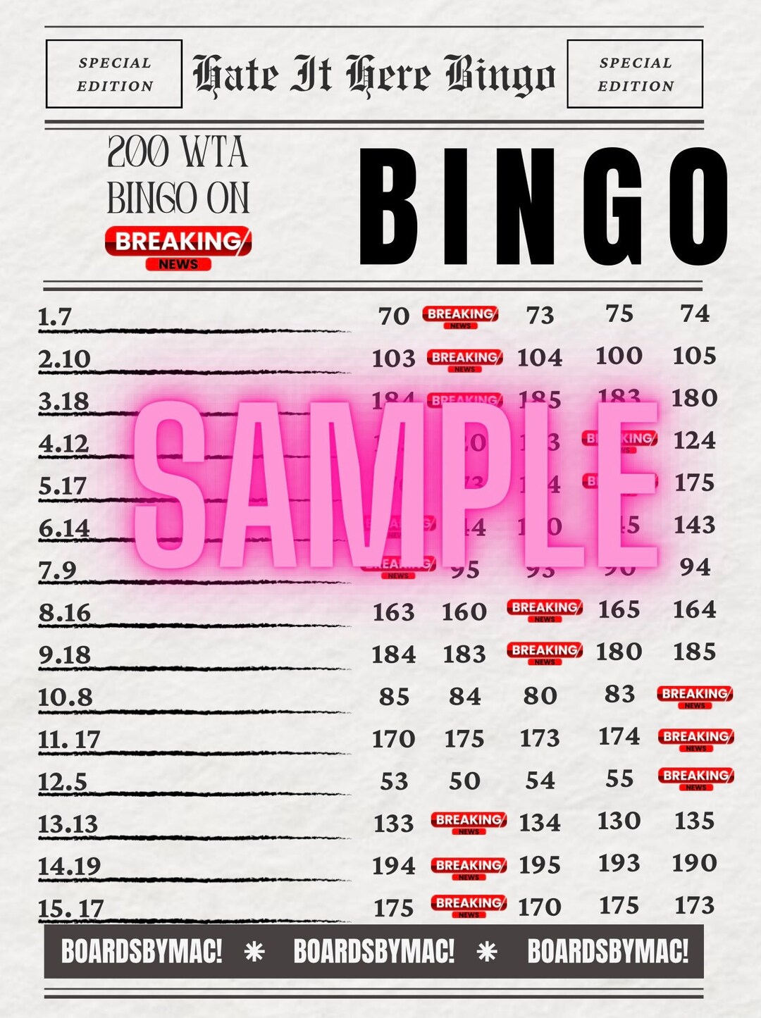 200 Hate It Here Bingo Pyp - Etsy