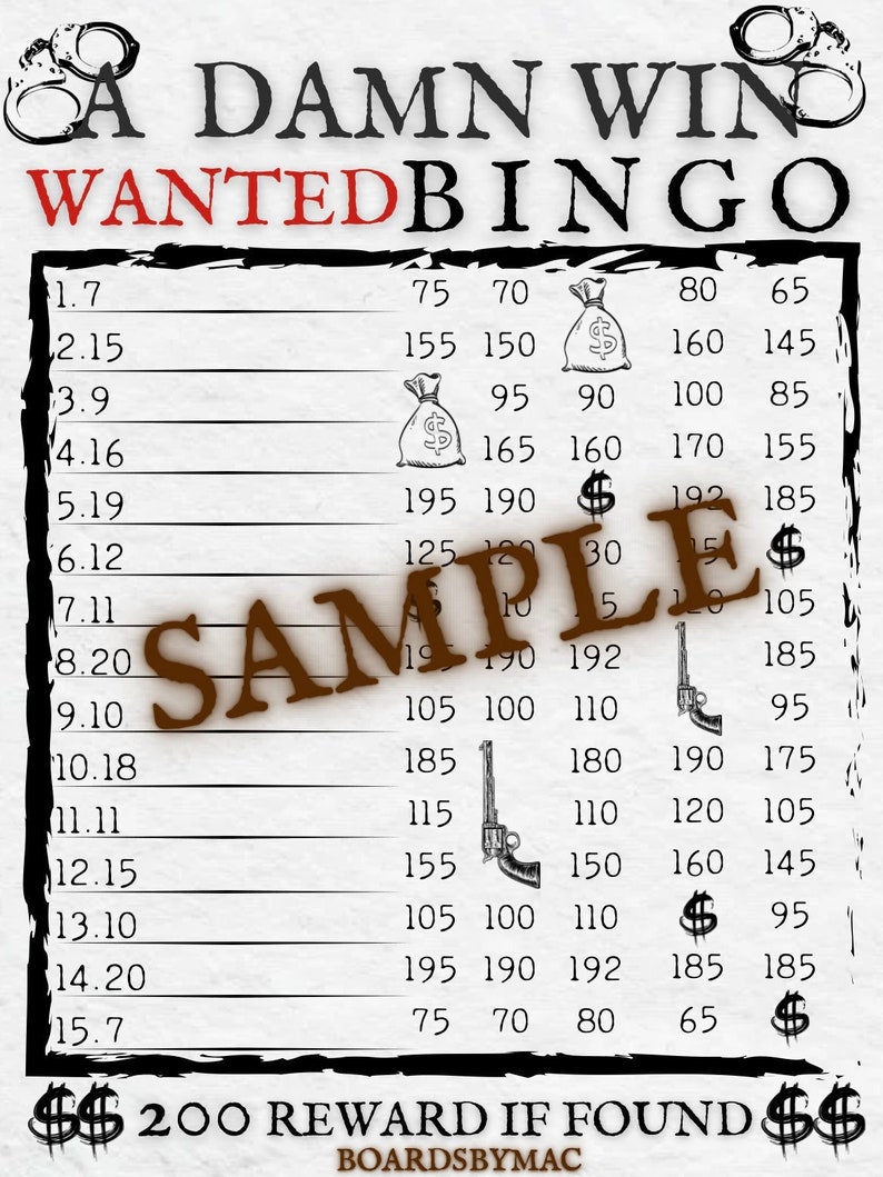 A Win Wanted 200 Pyp Bingo - Etsy