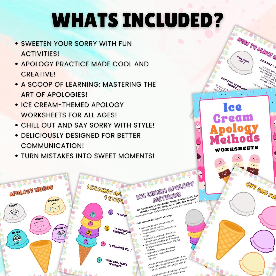 Ice Cream Apology Method Activity for Kids | Social Skills | Autism ...