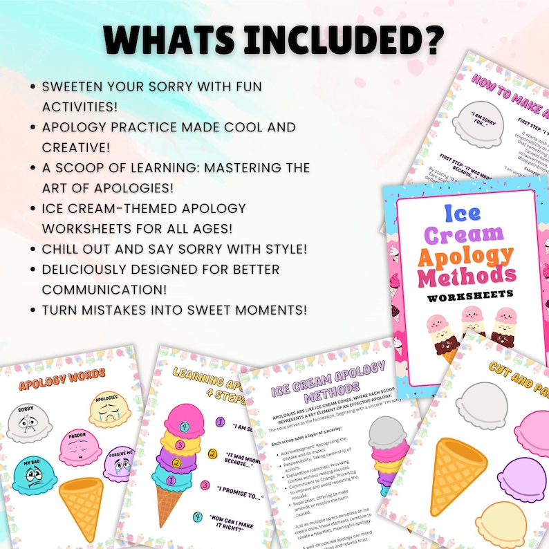 Ice Cream Apology Method Activity for Kids | Social Skills | Autism ...