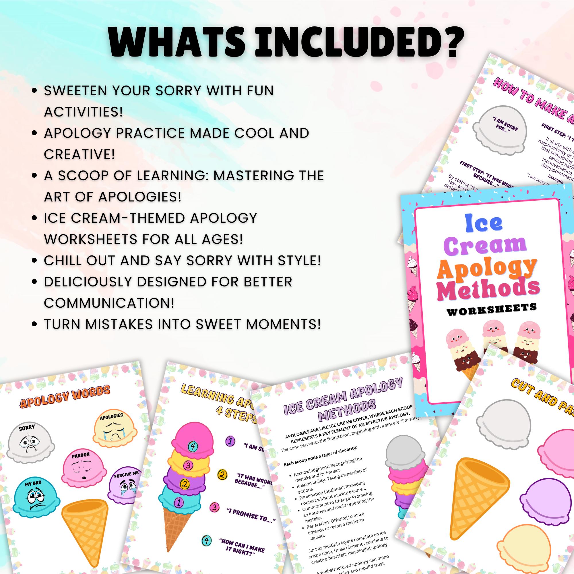 Ice Cream Apology Method Activity for Kids | Social Skills | Autism ...