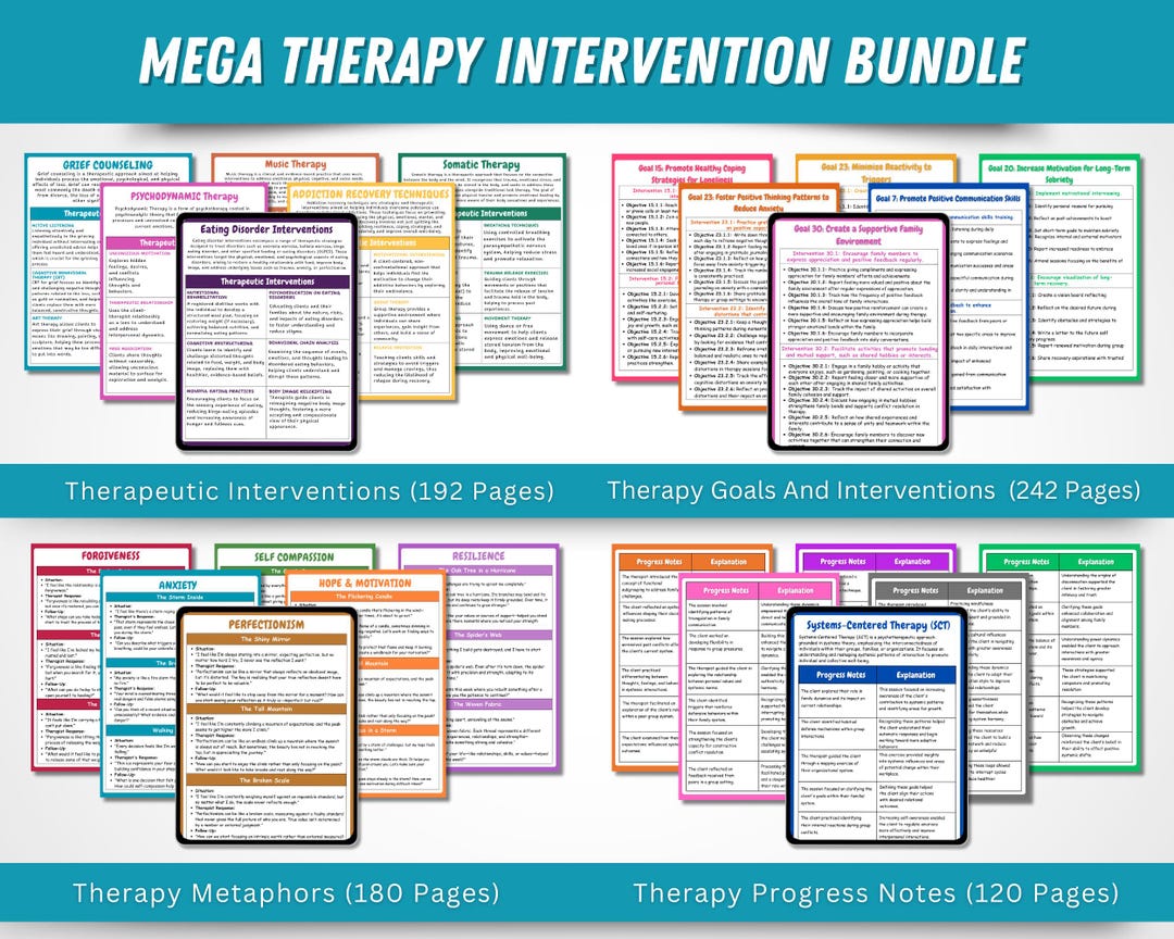 Mega Therapy Interventions Bundle Therapy Bundle Therapy Notes Mental ...