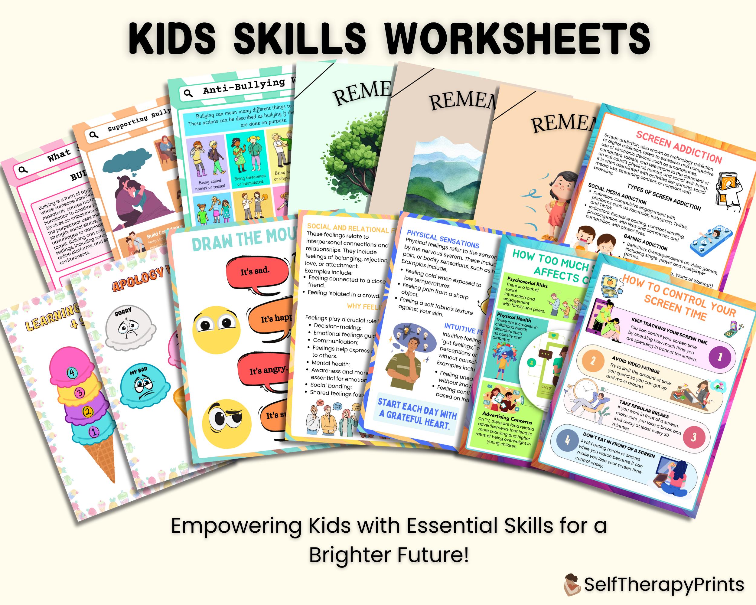 Kids Emotional & Social Skills Bundle | Therapy Worksheets Bundle ...