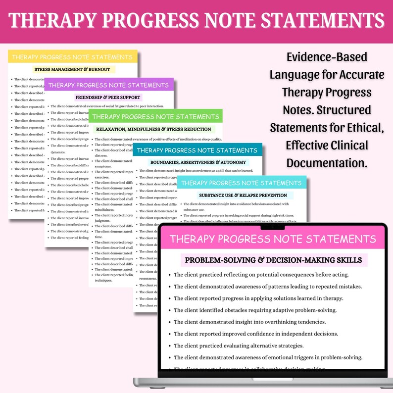 Therapy Progress Note Statements | Therapy Interventions | Therapist ...