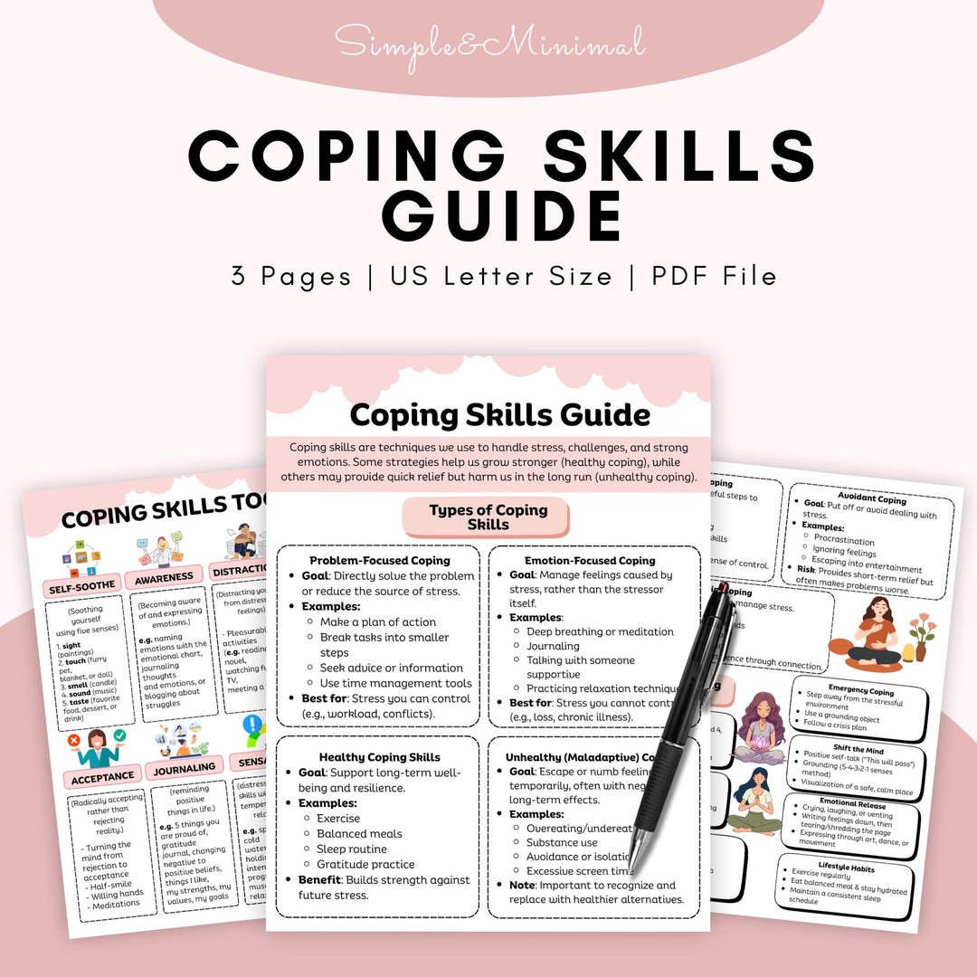 Coping Skills Worksheets Guide | Types of Coping Skills Toolkit ...
