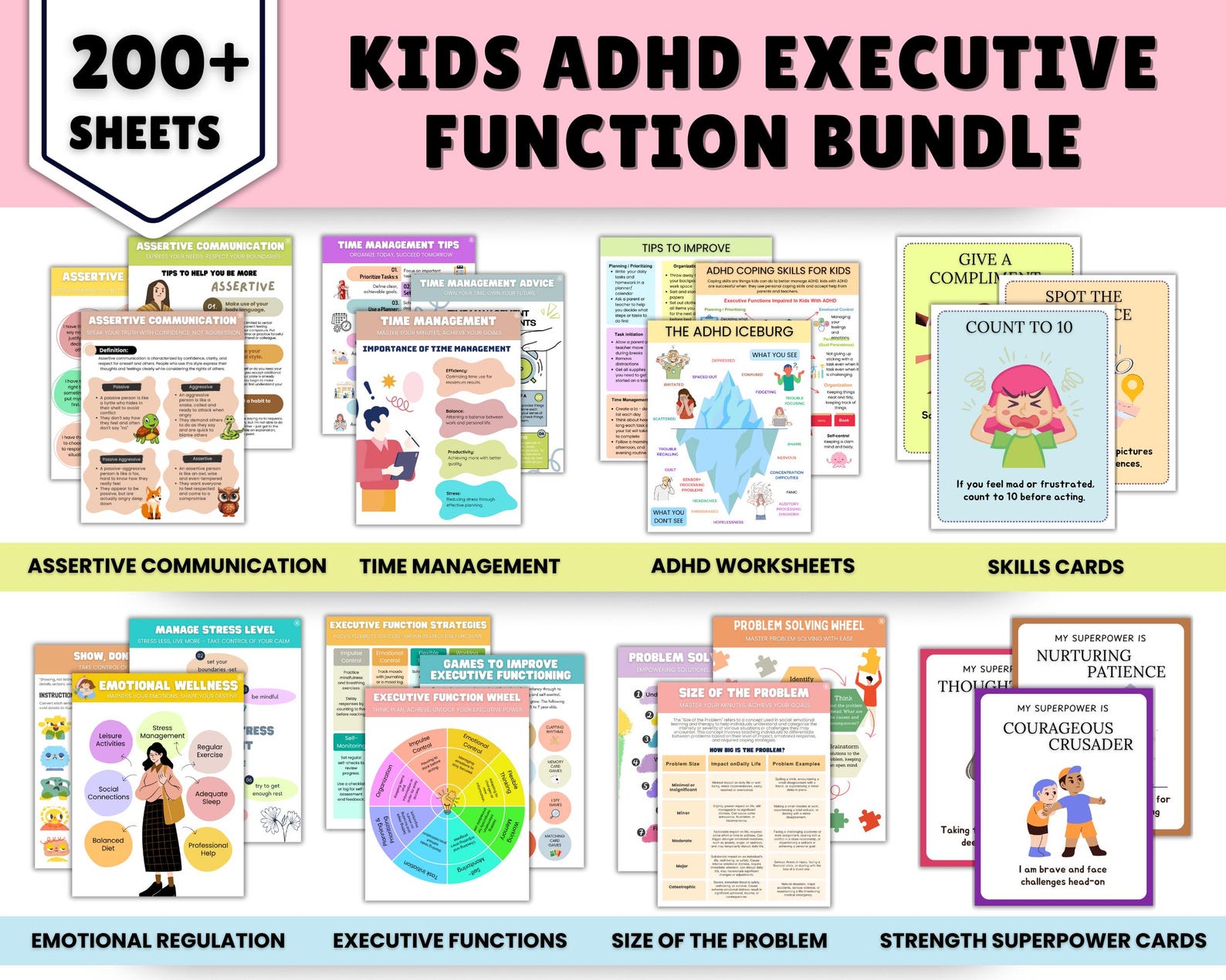 Kids ADHD Executive Function Bundle | ADHD Coping Skills | Assertive ...