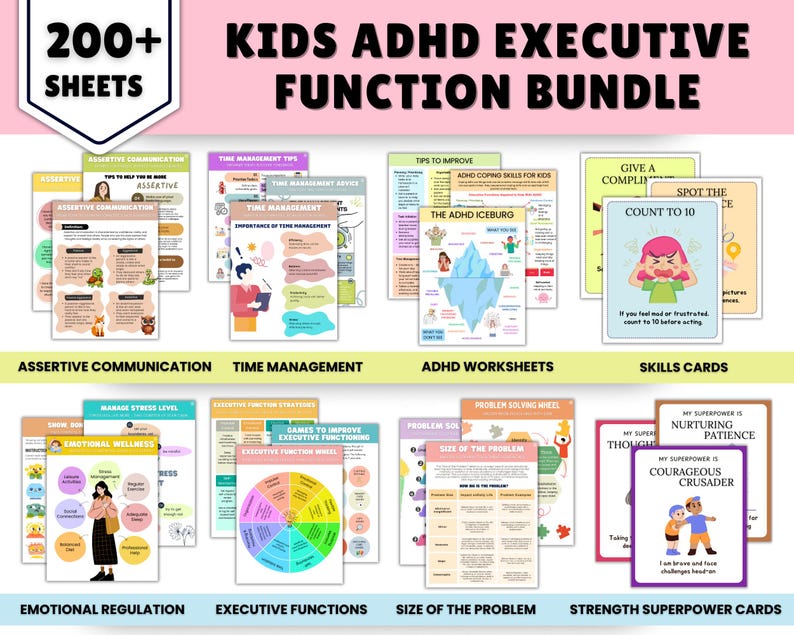 Kids ADHD Executive Function Bundle | ADHD Coping Skills | Assertive ...