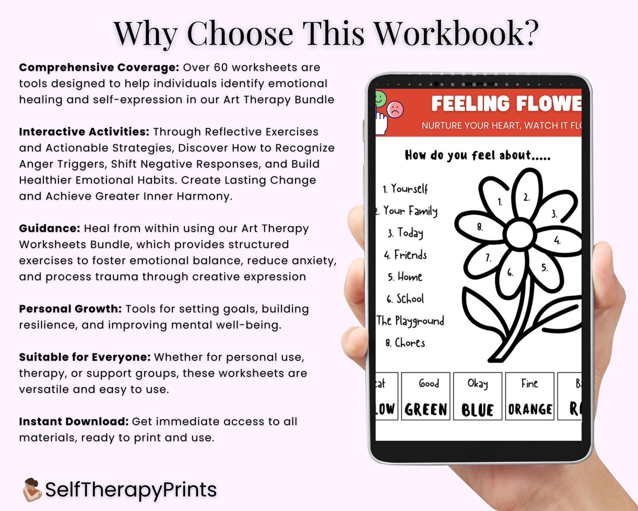 Art Therapy Worksheet for Mental Health, Art Therapy for Kids, Therapy ...