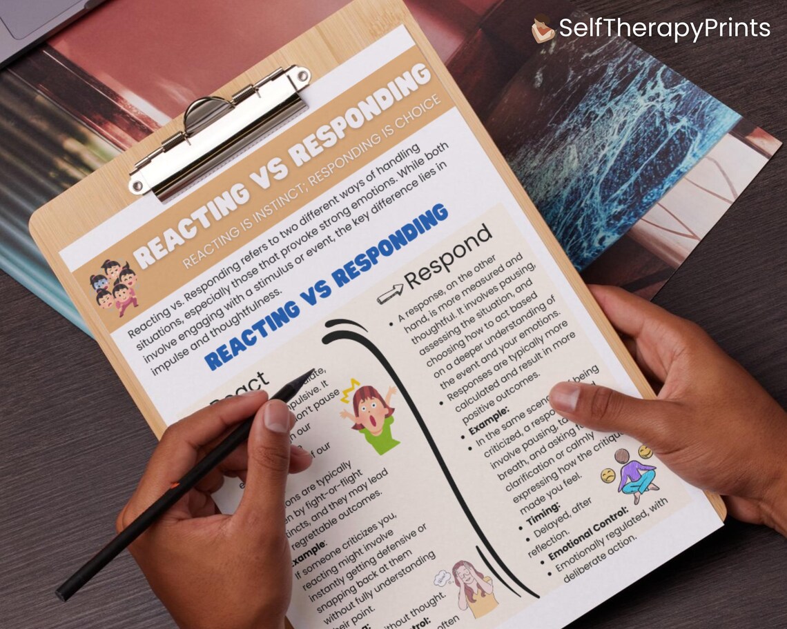 Reacting Vs Responding Worksheets | Therapy Worksheets | Conflict ...