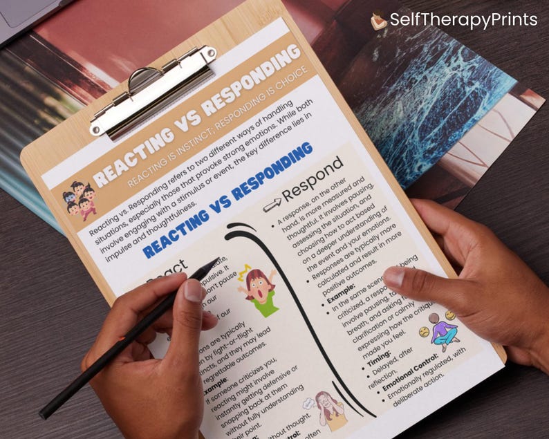 Reacting Vs Responding Worksheets | Therapy Worksheets | Conflict ...