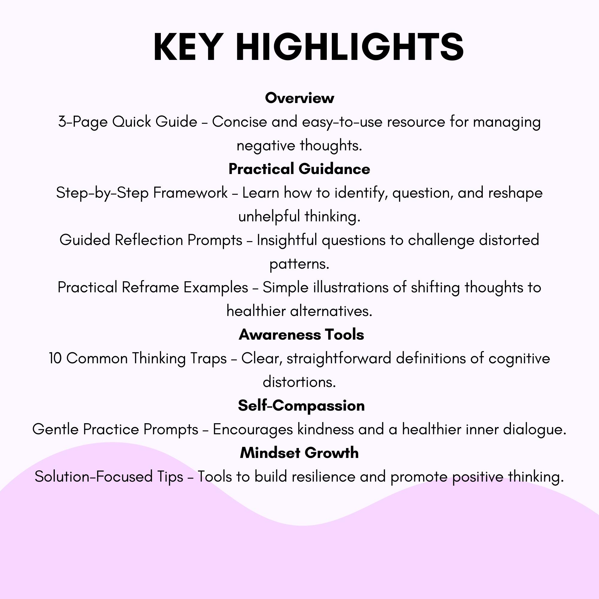 Challenging Negative Thoughts Guide | CBT Worksheet | Cognitive ...