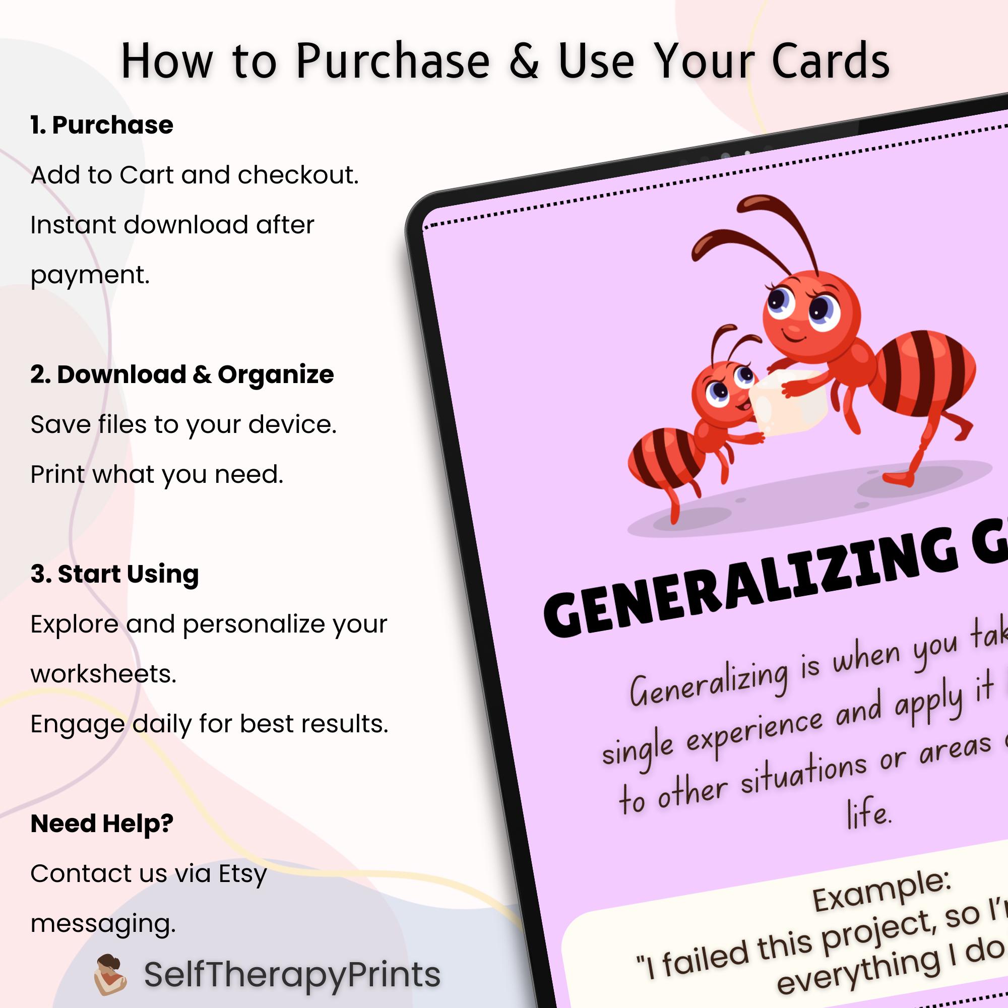 ANTS Automatic Negative Thinking Cards for Kids Cognitive Distortion ...