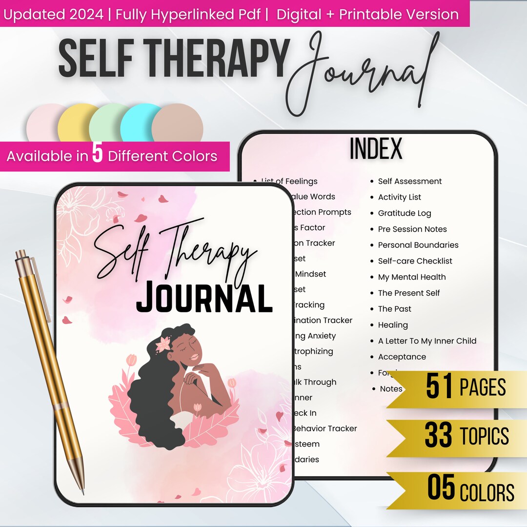 5 Color Self Therapy Journal | Self Care Therapy | Self Esteem Therapy ...