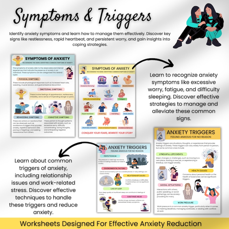 Anxiety Worksheets | Anxiety Bundle | Anxiety Therapy Worksheets ...