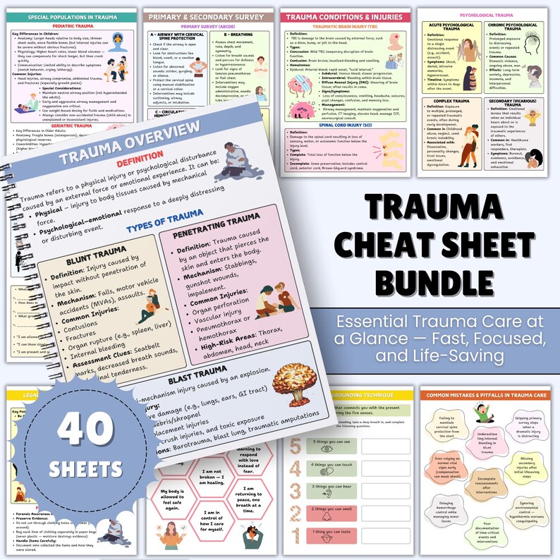 40 Trauma Healing Cheat Sheets | Trauma Worksheets | Trauma Therapy ...
