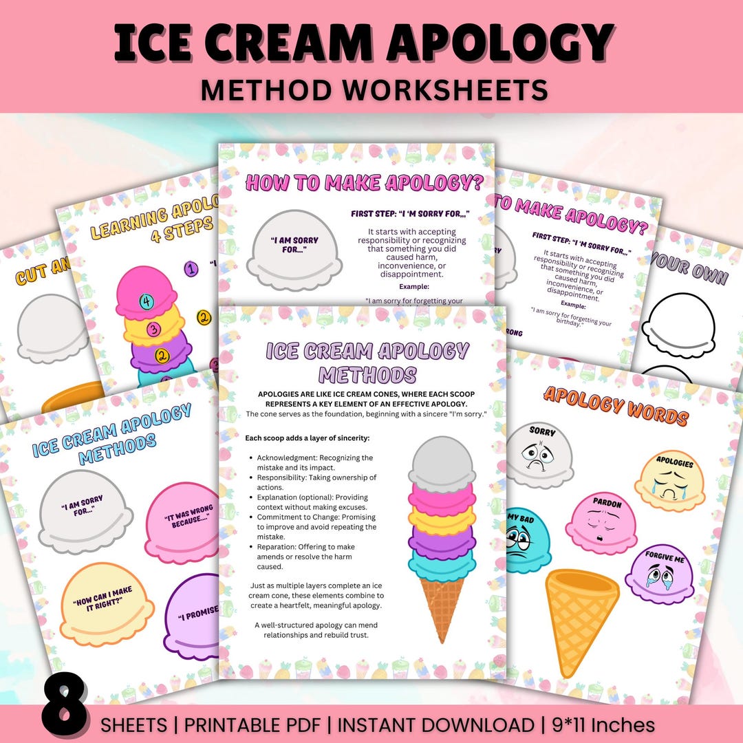 Ice Cream Apology Method Activity for Kids | Social Skills | Autism ...