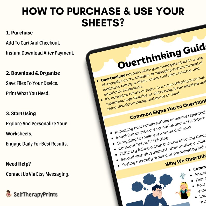 Overthinking Guide | Stop Overthinking Workbook | Mental Health ...