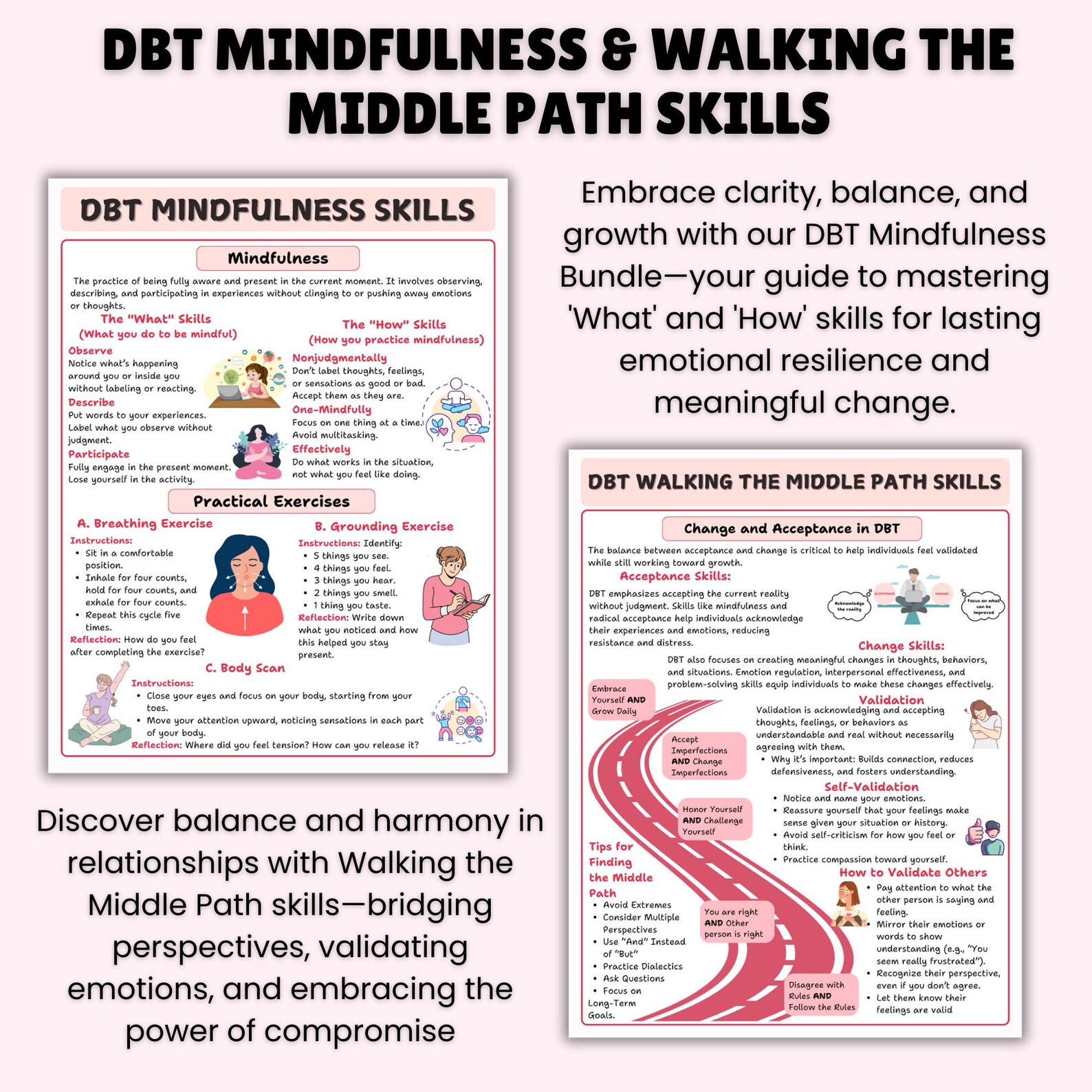 DBT Bundle Cheat Sheet | Coping Skills | DBT Mindfulness | DBT ...