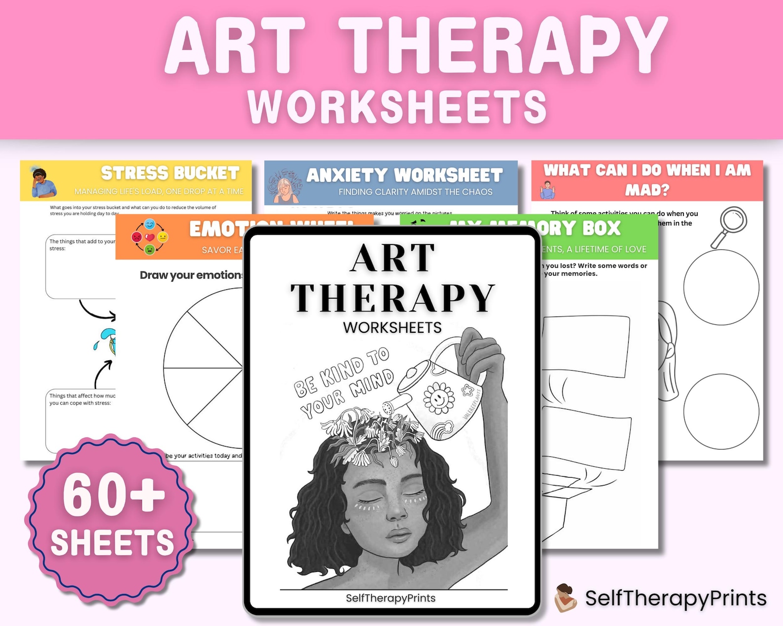 Art Therapy Worksheet for Mental Health, Art Therapy for Kids, Therapy ...