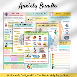 Anxiety Worksheets | Anxiety Bundle | Anxiety Therapy Worksheets ...