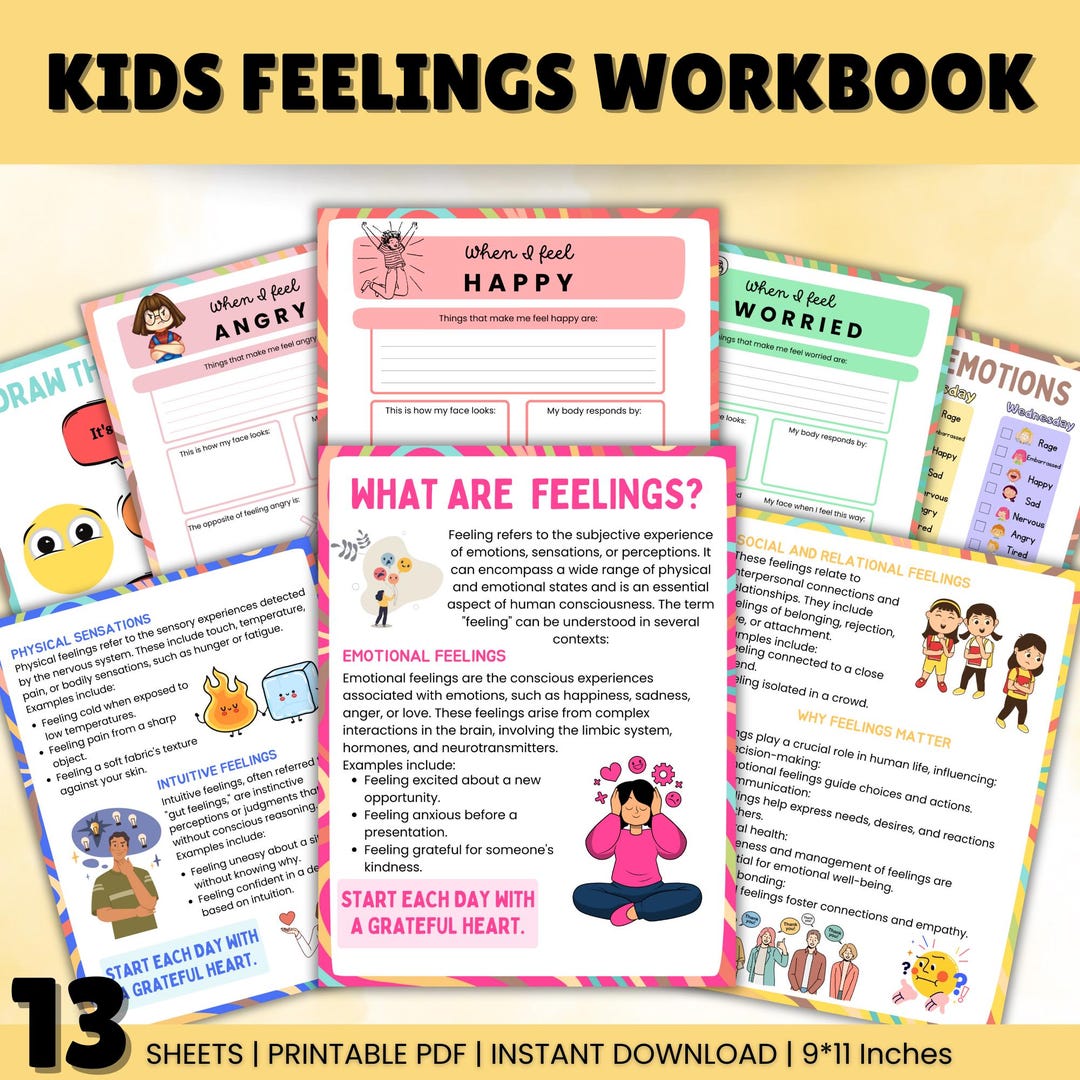 Kids Feelings Workbook | Coping Skills Kids | SEL Child Therapy ...