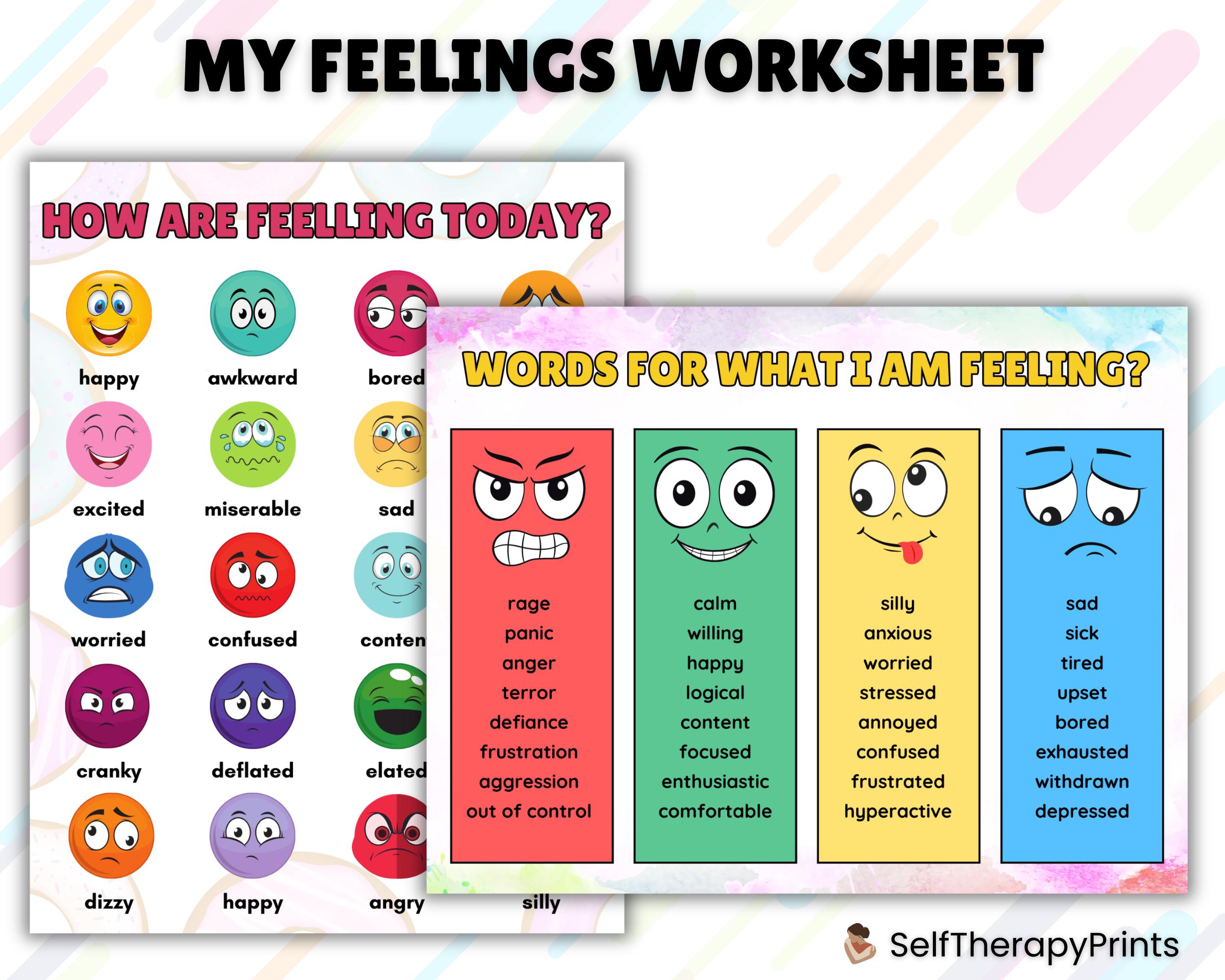 Feelings & Emotion Coping Skills Worksheets for Kids | Feelings ...
