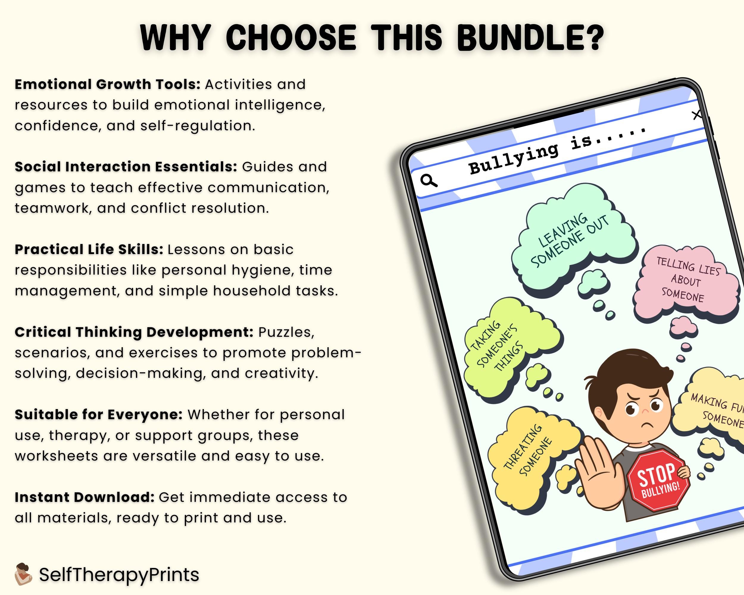 Kids Emotional & Social Skills Bundle | Therapy Worksheets Bundle ...