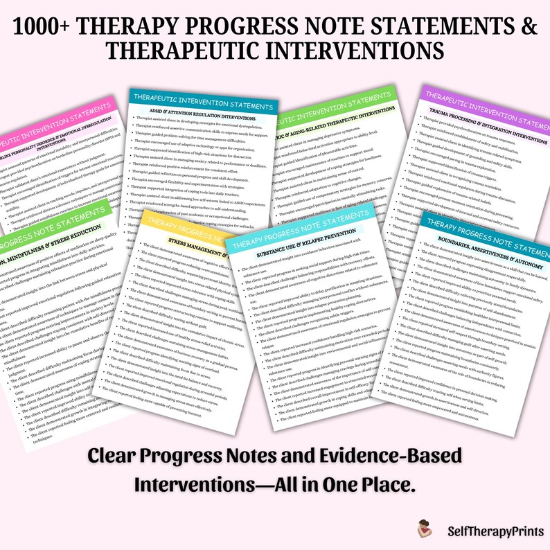 Therapy Progress Note Statements | Therapy Interventions | Therapist ...