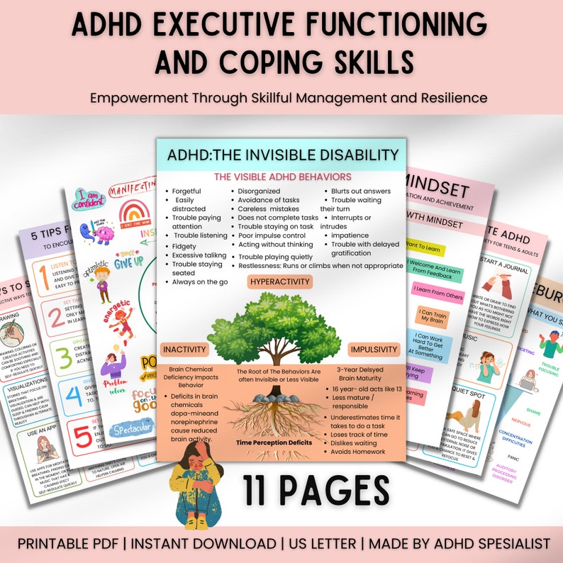ADHD Executive Functioning and Coping Skills Journal, Teens Mental ...