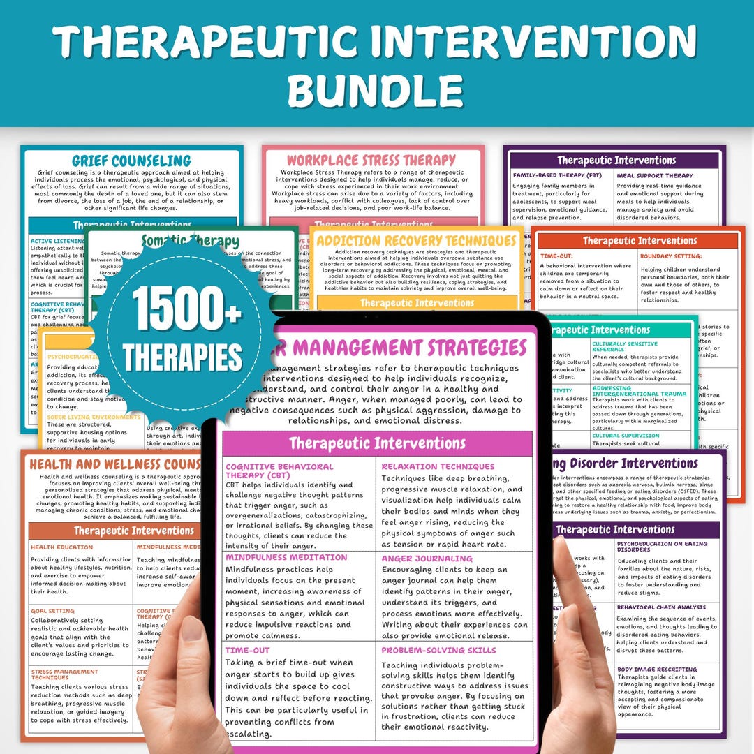 1500+ Therapeutic Interventions Bundle | Therapy Worksheets | Mental ...