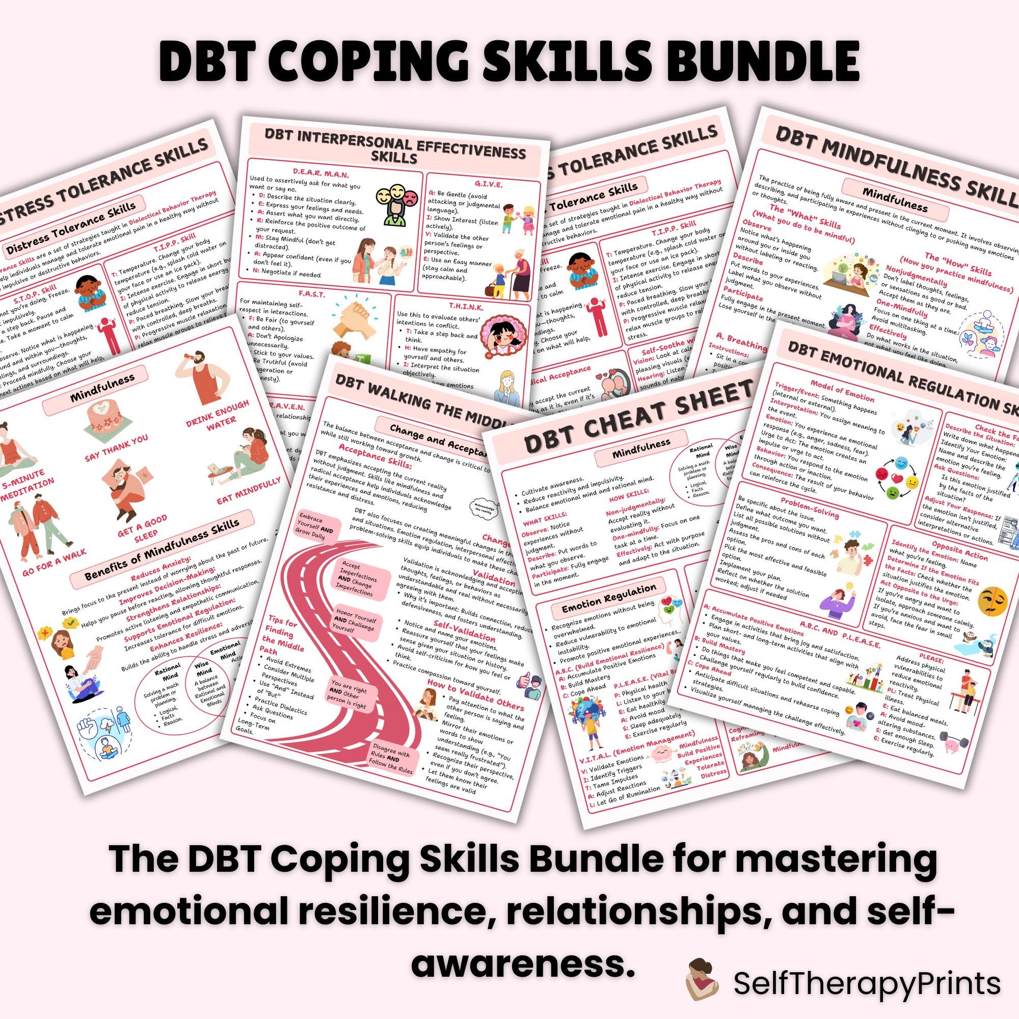DBT Bundle Cheat Sheet | Coping Skills | DBT Mindfulness | DBT ...