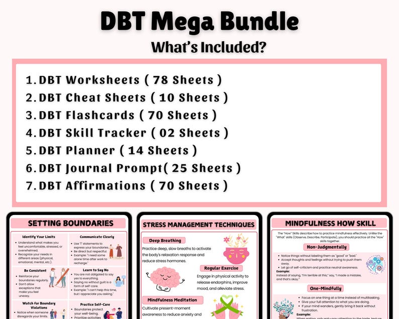 DBT Mega Bundle | DBT Worksheets | DBT Skills | Therapy Worksheet | Dialectical Behavior ...