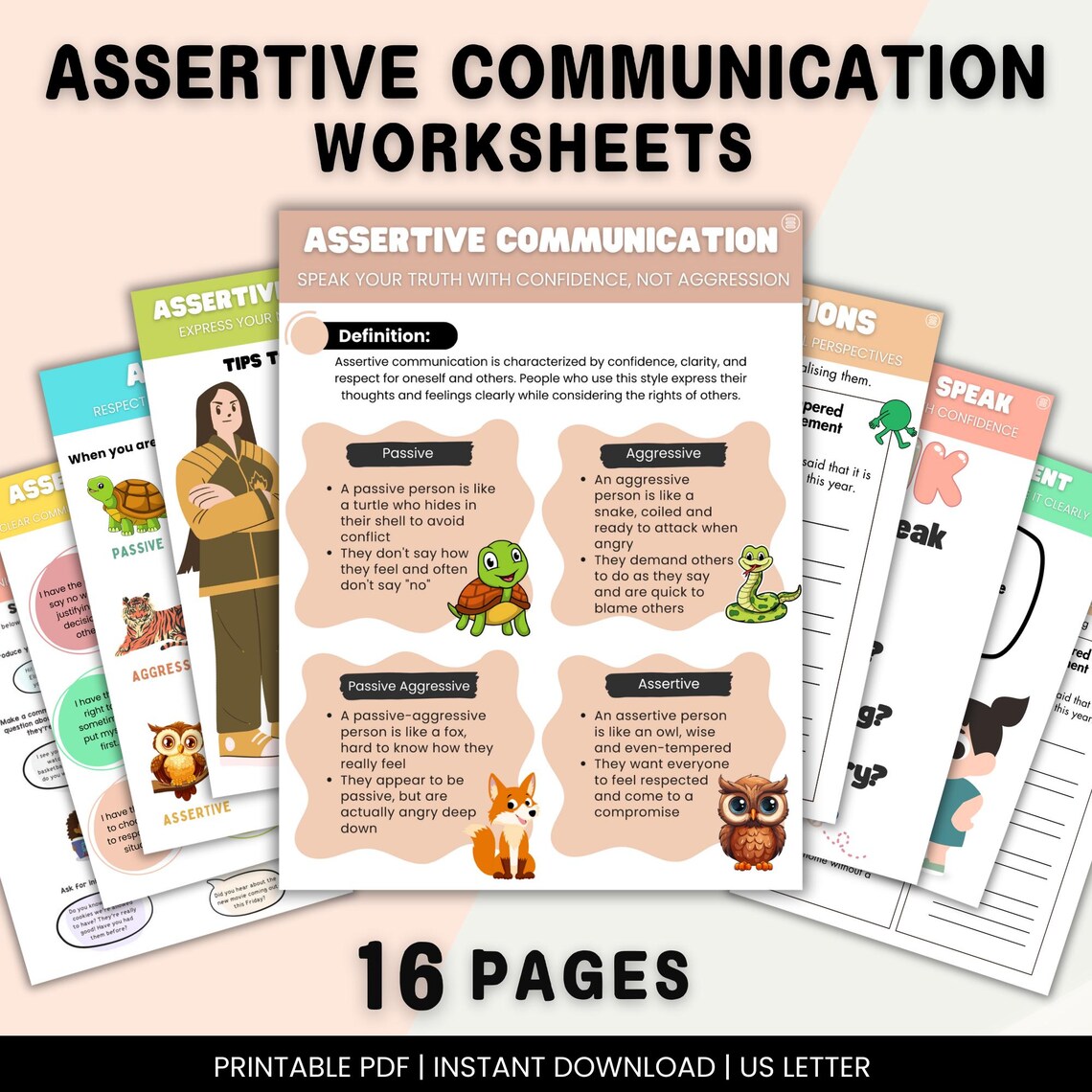 Assertive Communication Worksheets, Communication Skills, Social Skills ...