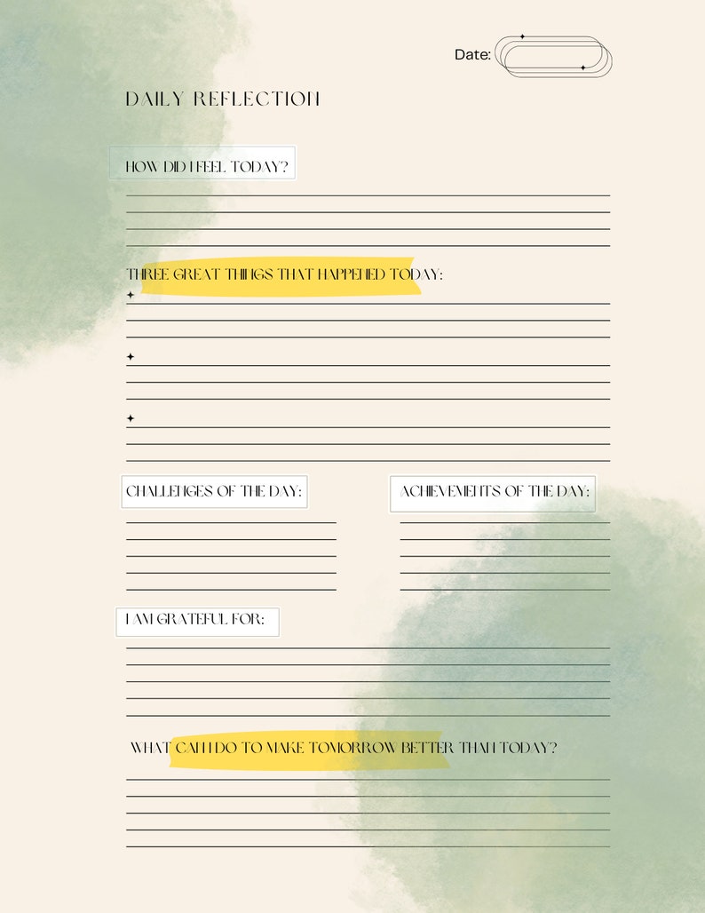 Daily Reflection Planner - Etsy