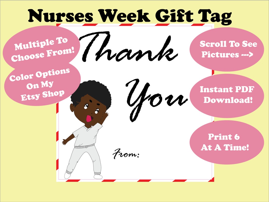 Nurse Gift Tag Printable PDF Nurses Week Gift Tag Male BA Chibi Nurse W ...