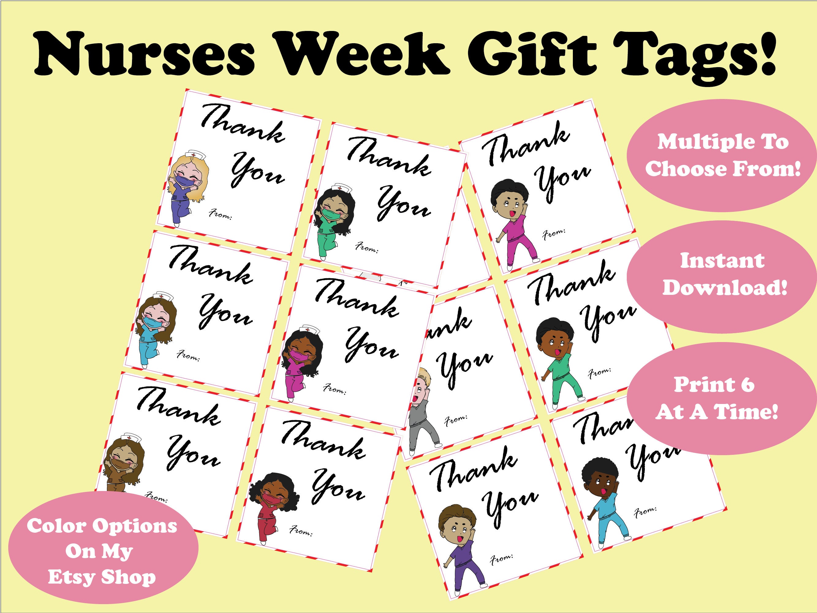 Nurse Gift Tag Printable PDF Nurses Week Gift Tag W Brunette Chibi ...