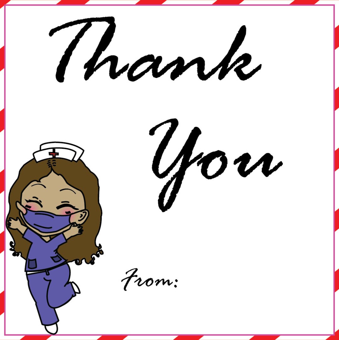 Nurse Gift Tag Printable PDF Nurses Week Gift Tag Br Brunette Chibi ...