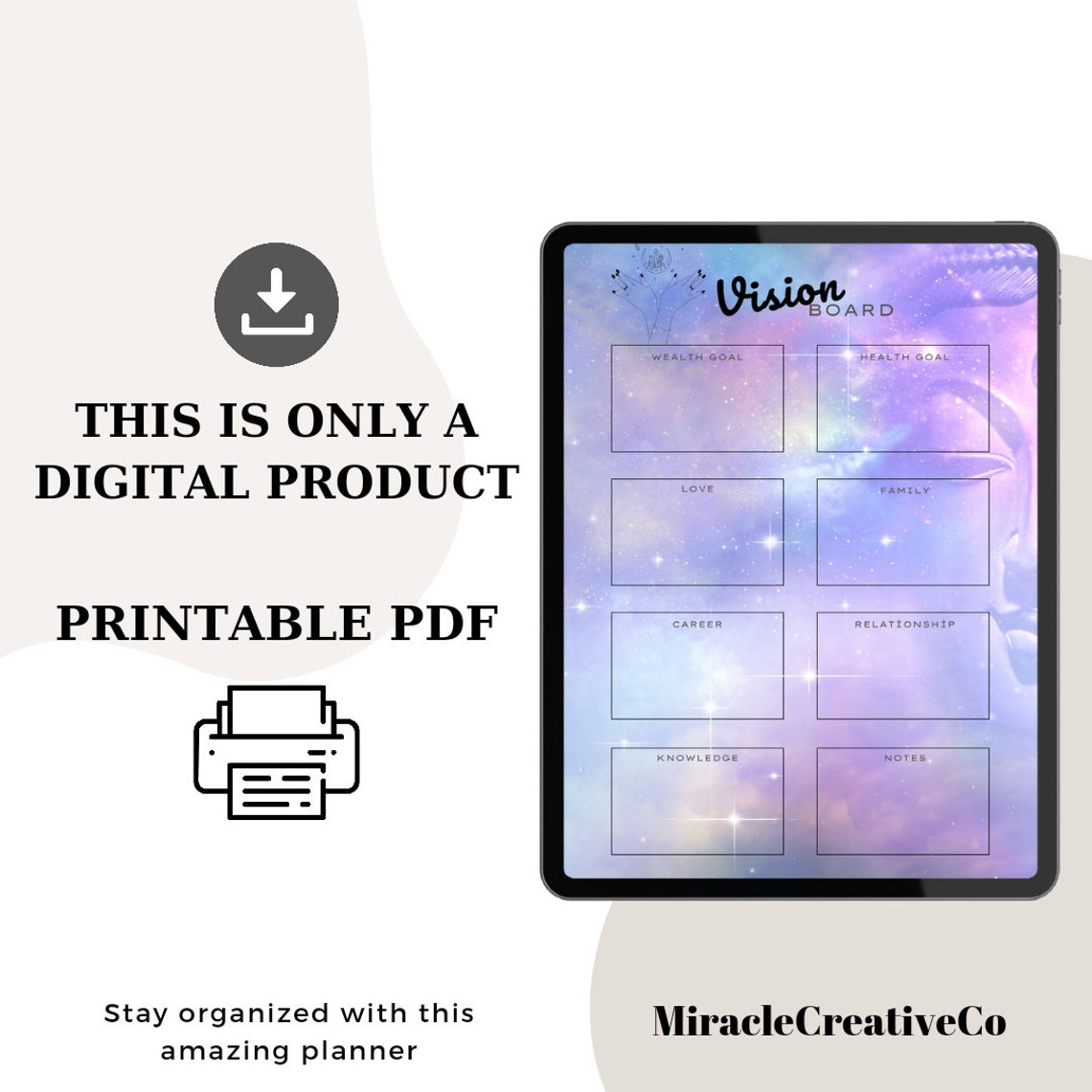 2024 Vision Board Printable, Vision Board With Affirmations,manifesting ...