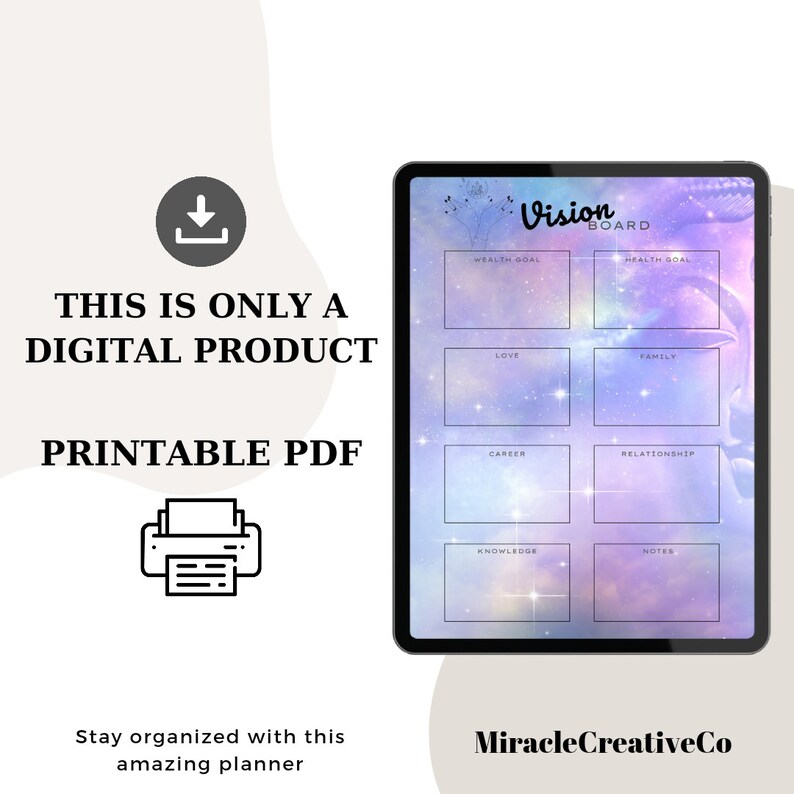 2024 Vision Board Printable, Vision Board With Affirmations,manifesting ...