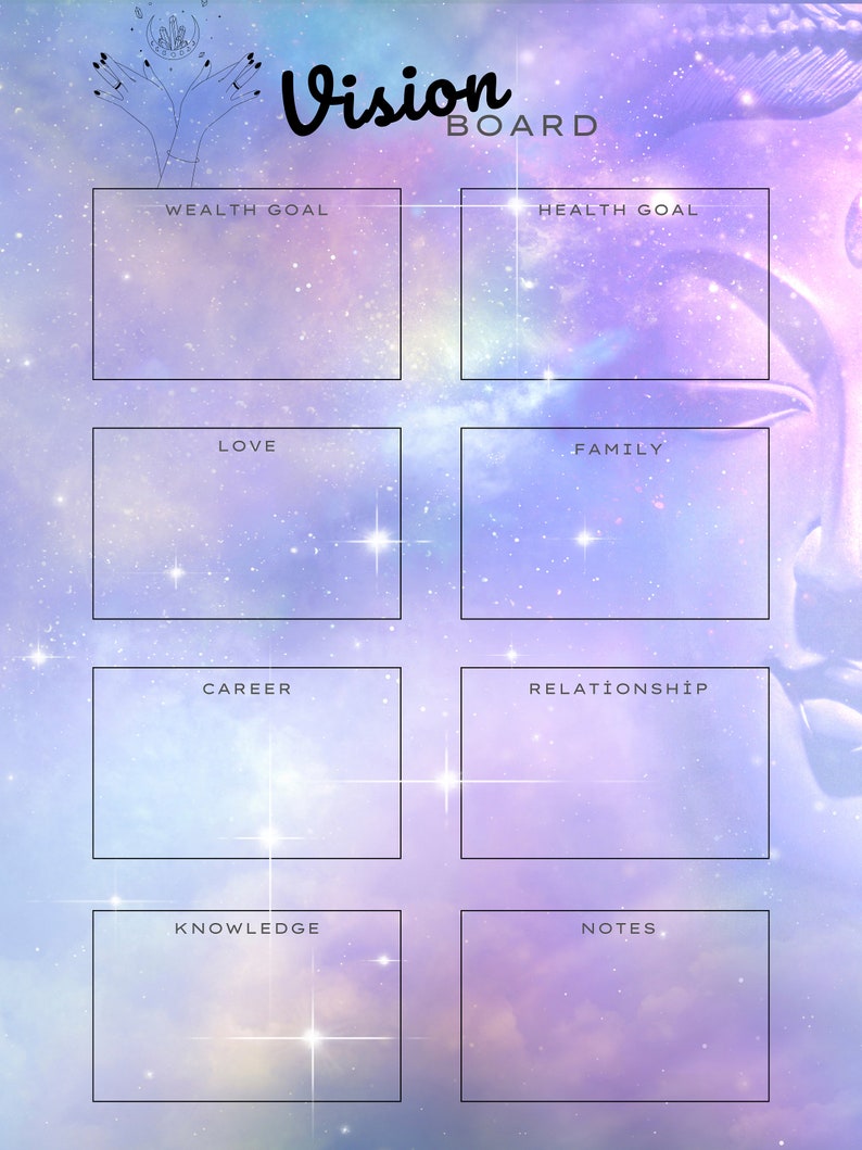 2024 Vision Board Printable, Vision Board With Affirmations,manifesting ...