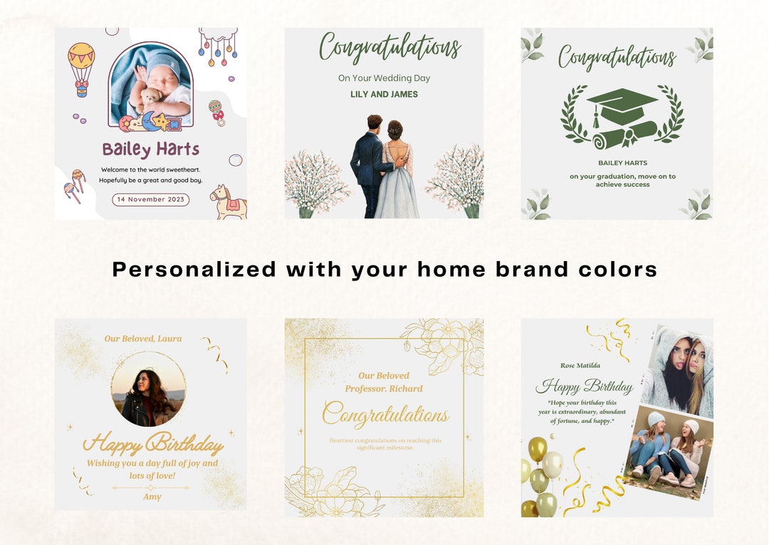 Congrats Card Editable Canva Template, Elegant Design for ...