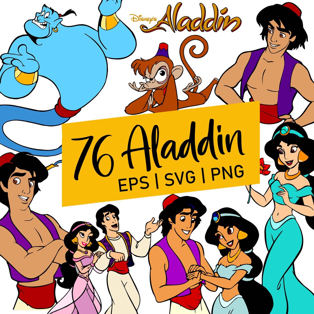Aladdin SVG PNG Clipart Layered Files for Cricut Cut Print Silhouette ...