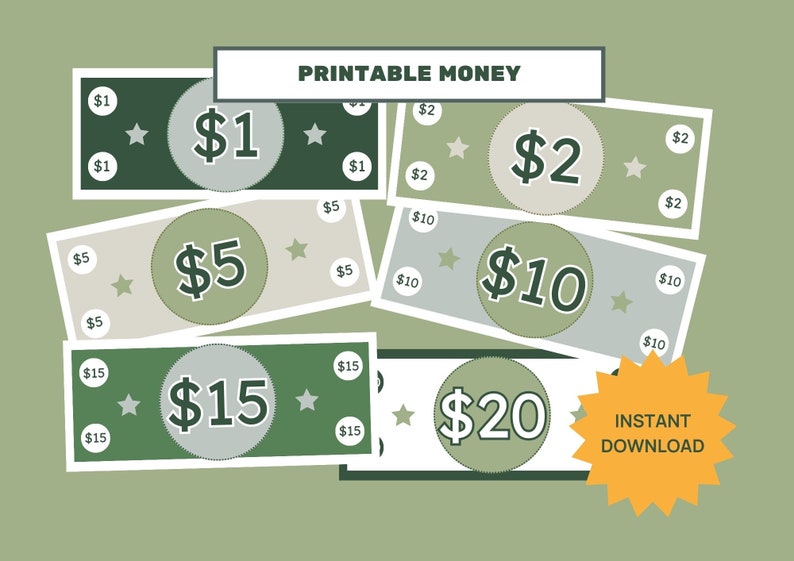 Money Reward Bucks for Kids | Printable Play Money for Kids | Pretend ...